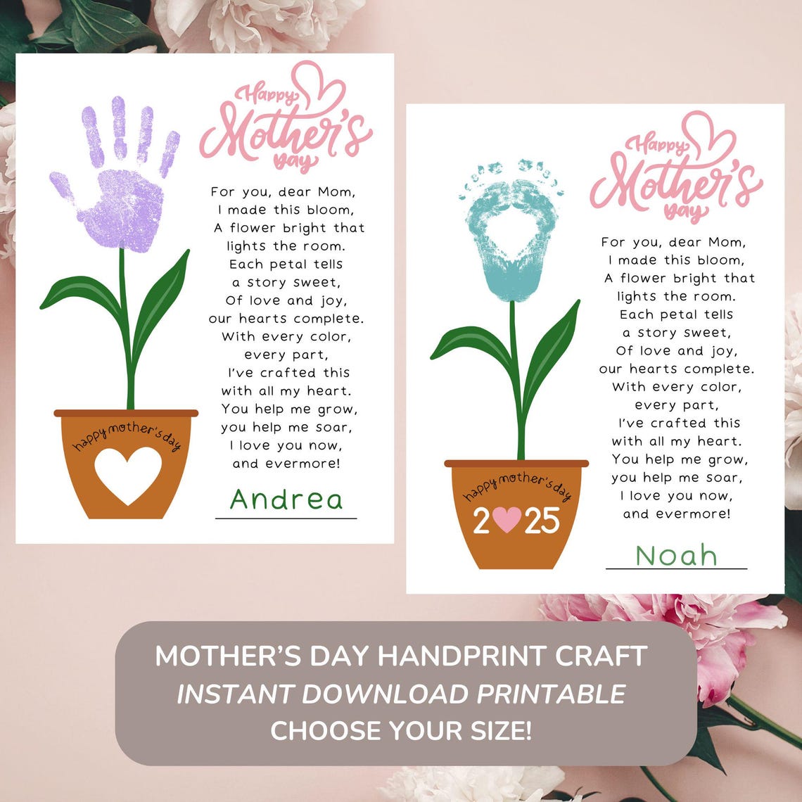 Mother's Day Handprint Craft for Kids, Mother's Day Gift, Fun DIY ...
