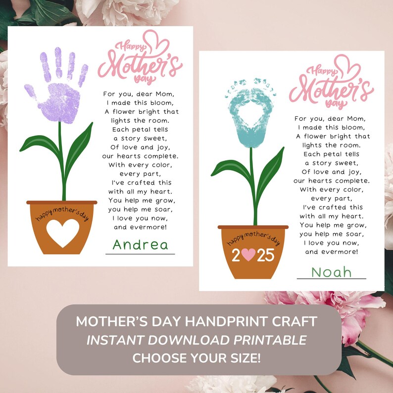 Mother's Day Handprint Craft for Kids, Mother's Day Gift, Fun DIY ...