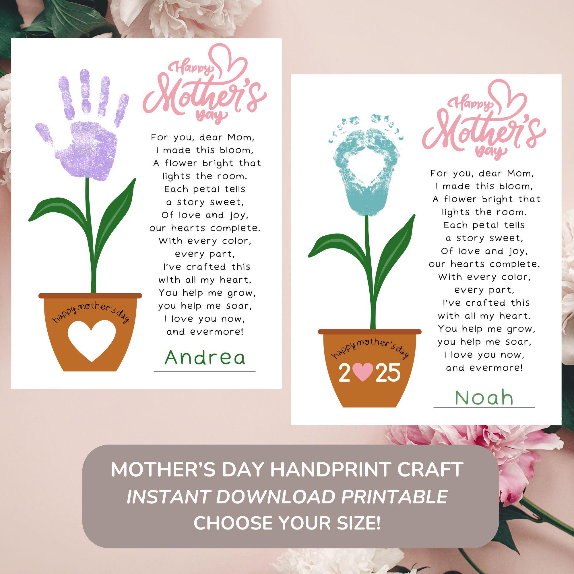 Mother's Day Handprint Craft for Kids, Mother's Day Gift, Fun DIY ...