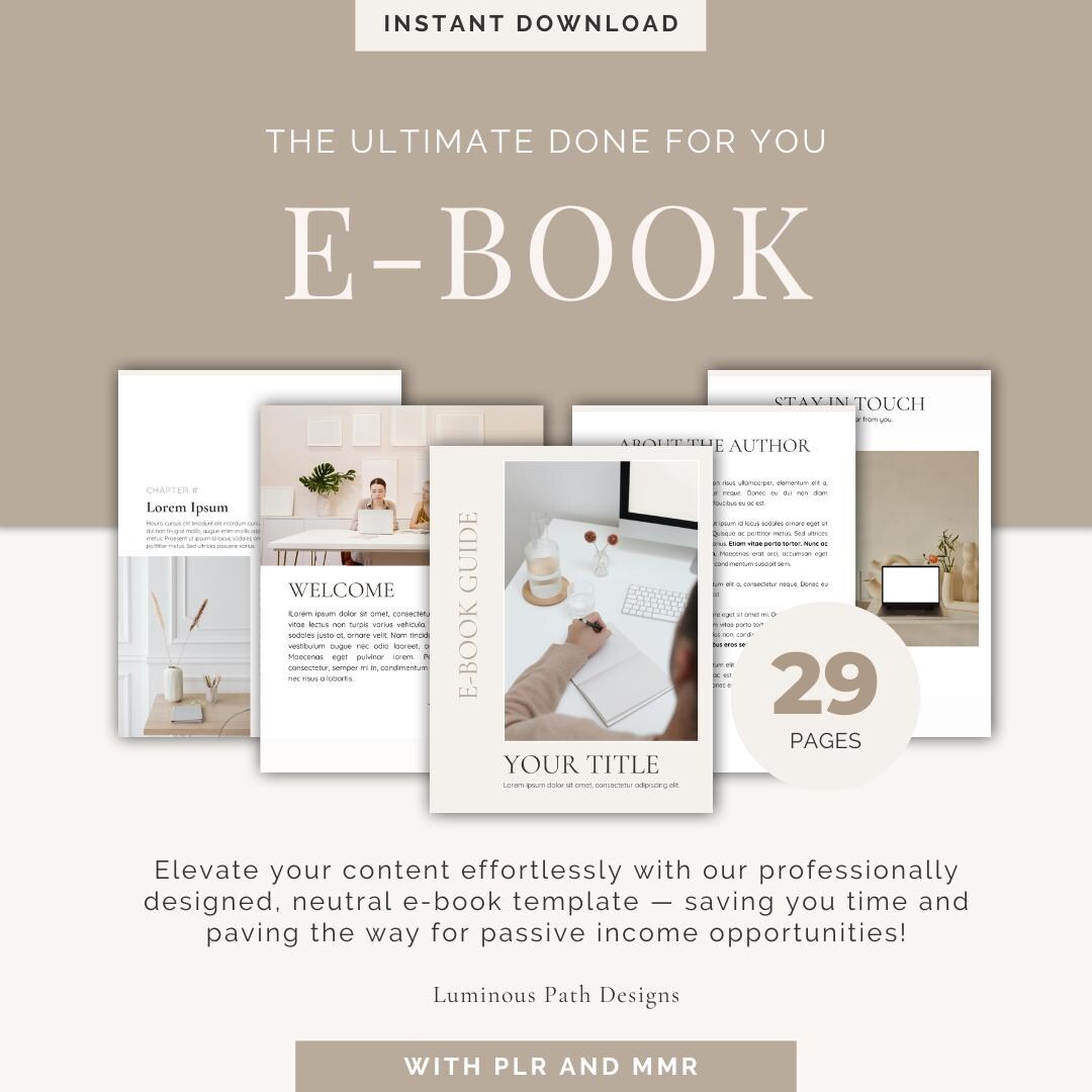 E-book Workbook Template Canva Neutral Minimalist Digital Product Guide Editable With Resell ...