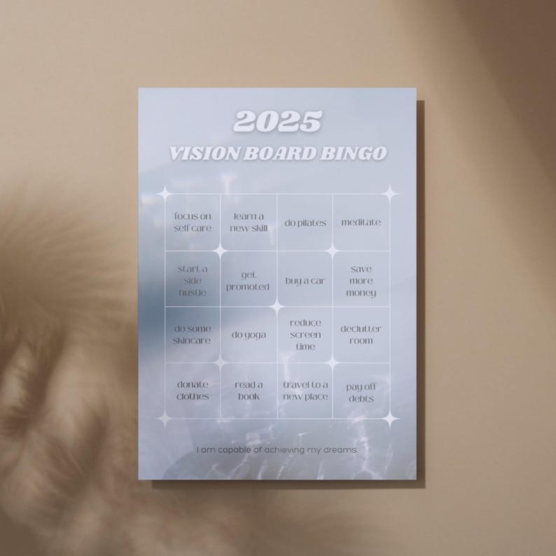 Vision Board Bingo Template Printable 2025 New Year Resolution ...