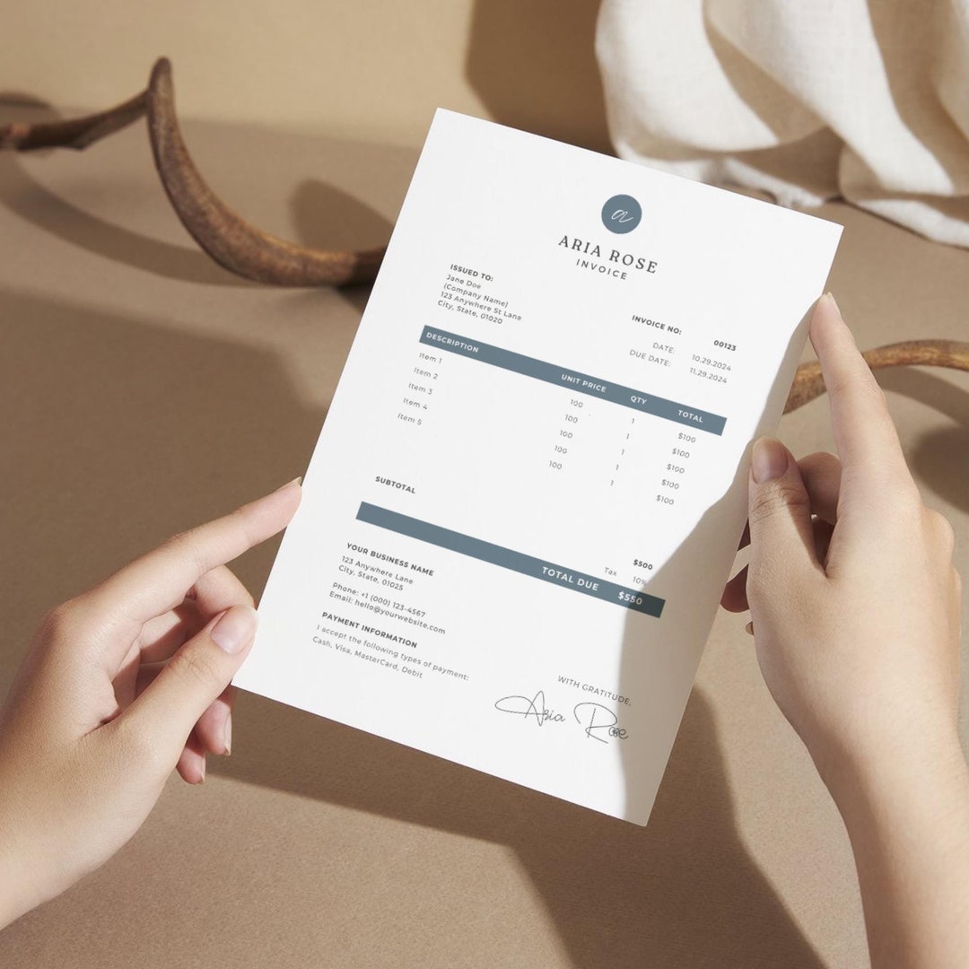 Invoice Template Canva, Neutral Minimalist Business Invoice, Digital ...