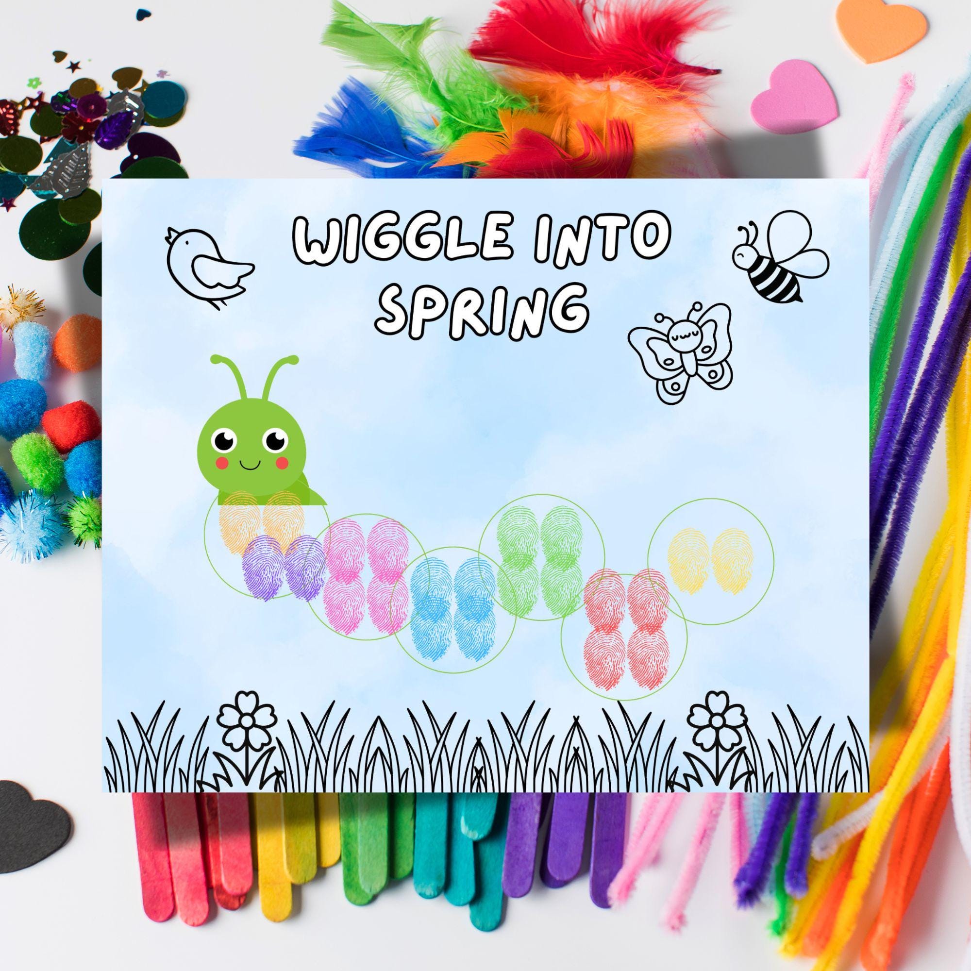 Spring Handprint Kids Art Template Preschool Fingerprint Craft | Easy ...