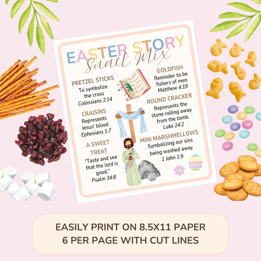 Easter Snack Mix Printable Holy Week Treat Topper | Printable for Kids ...