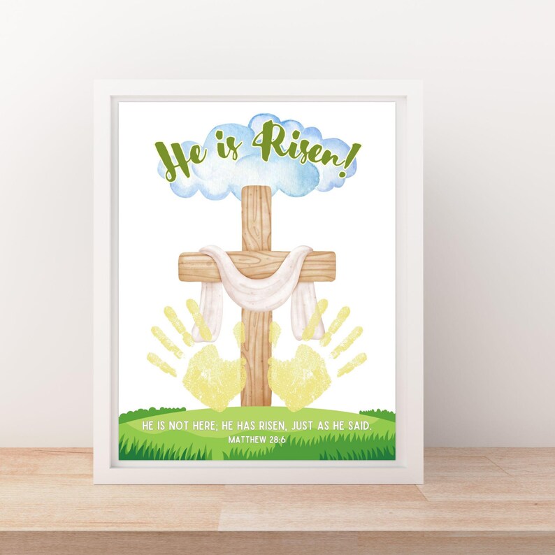 Printable Easter Handprint Craft | He is Risen Keepsake | Kids Toddler ...