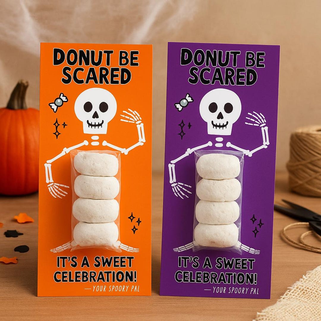 Halloween Printable Skeleton Donut – Classroom Treat, DIY Party Favor ...