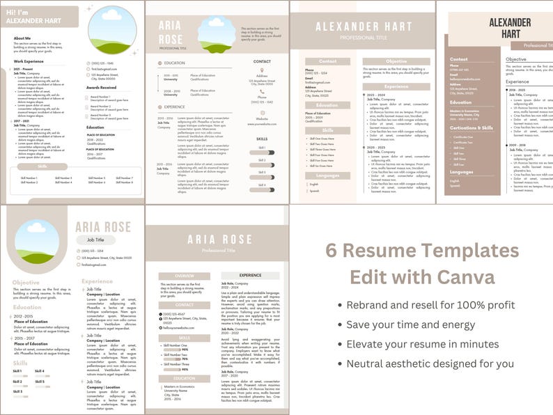 Resume Templates Canva Neutral Clean Minimalist Ready to Use Digital ...