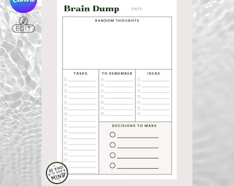 Printable ADHD Brain Dump Sheet | Adult ADHD Planner | Daily to Do List ...