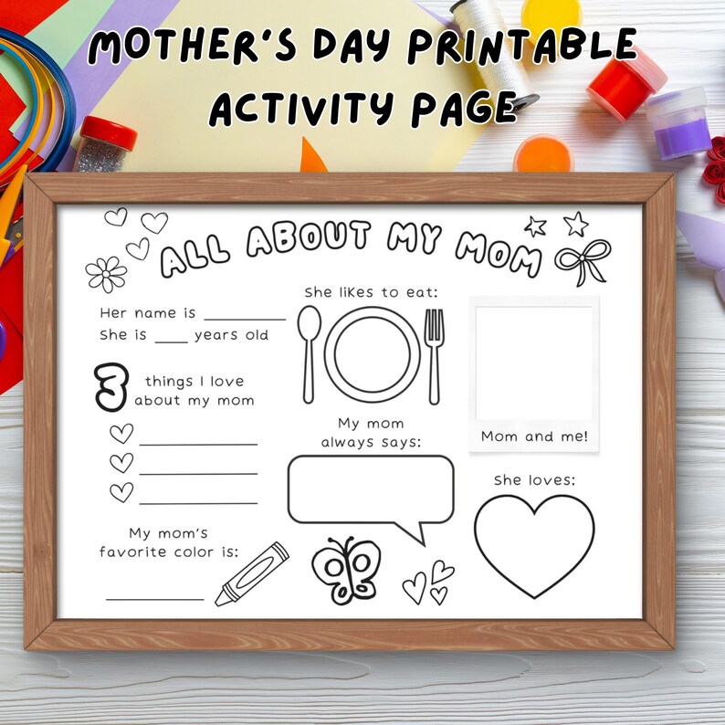 Mother's Day Printable, All About My Mom, Mothers Day Gift, Card for ...