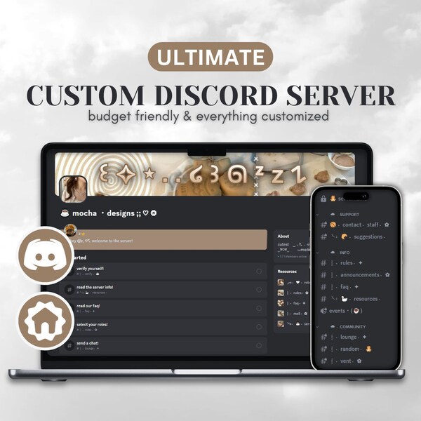 Baby Blue Discord Server Template 50 Roles 25 Channels Cozy , Cute ...