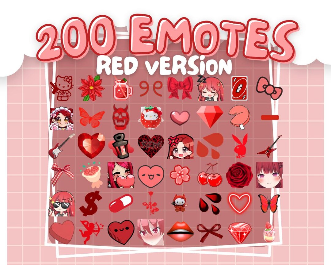 200 RED EMOTES PACK | for Discord and Twitch | Cute & Kawaii | Includes ...
