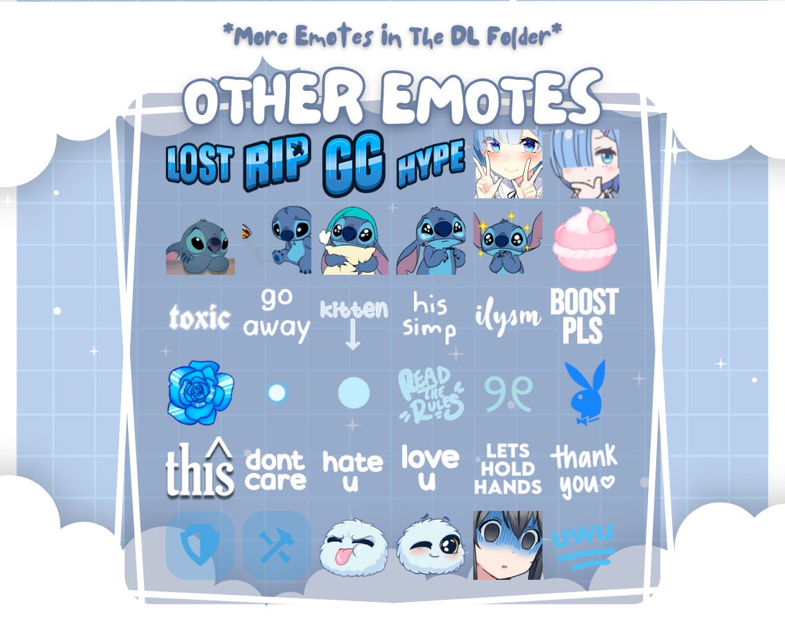 200 LIGHT BLUE EMOTES Pack for Discord and Twitch Cute & Kawaii ...