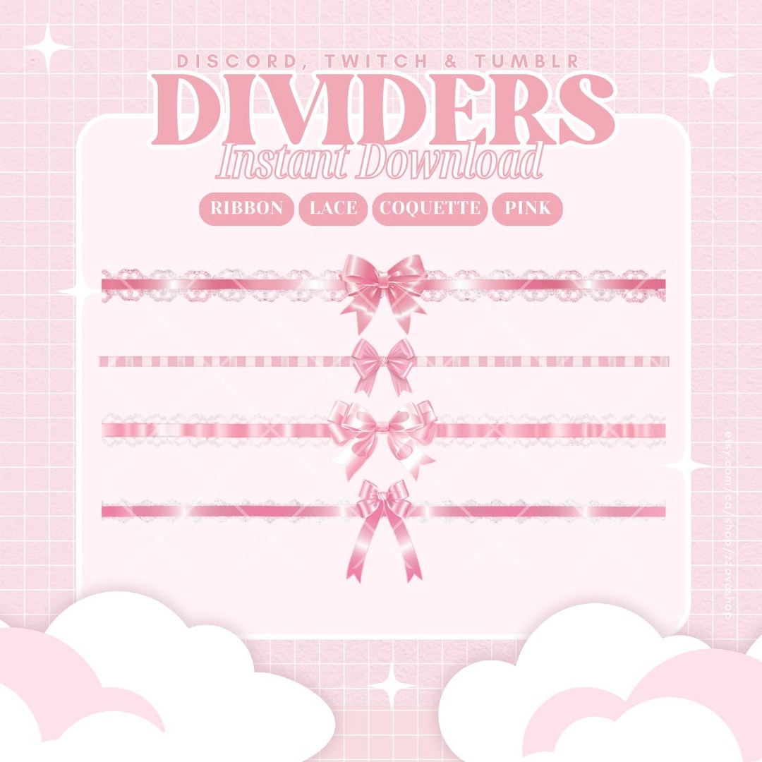 PINK Ribbon HEADERS / DIVIDERS | Made for Discord, Twitch, Tumblr, & More | Cute, Coquette ...