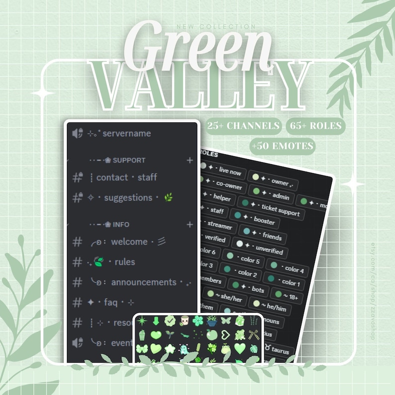 Green Valley Discord Server Template | 65+ Roles 25+ Channels | Cozy ...