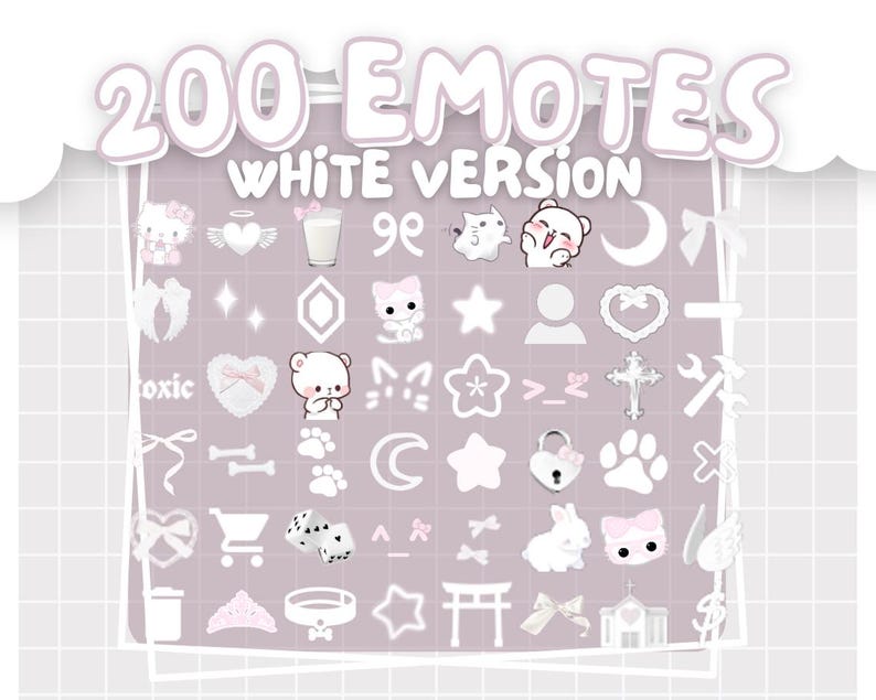 200 WHITE EMOTES PACK | for Discord and Twitch | Cute & Kawaii ...
