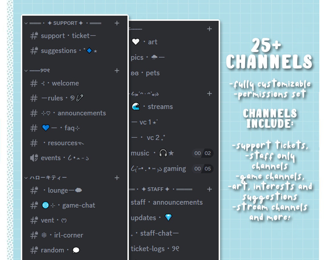 Baby Blue Discord Server Template | 50+ Roles 25+ Channels | Cozy , Cute , Aesthetic ...