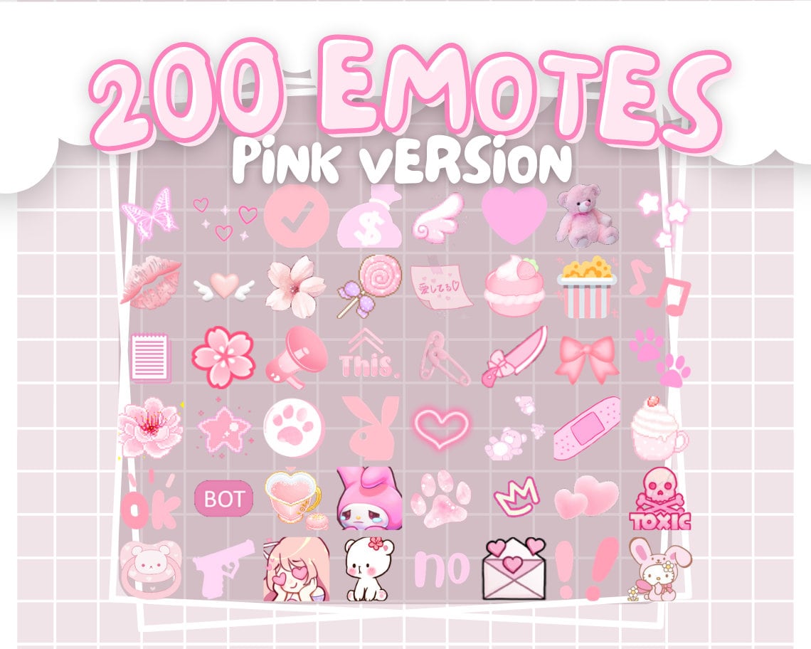 200 PINK EMOTES PACK for Discord and Twitch Cute & Kawaii Includes ...