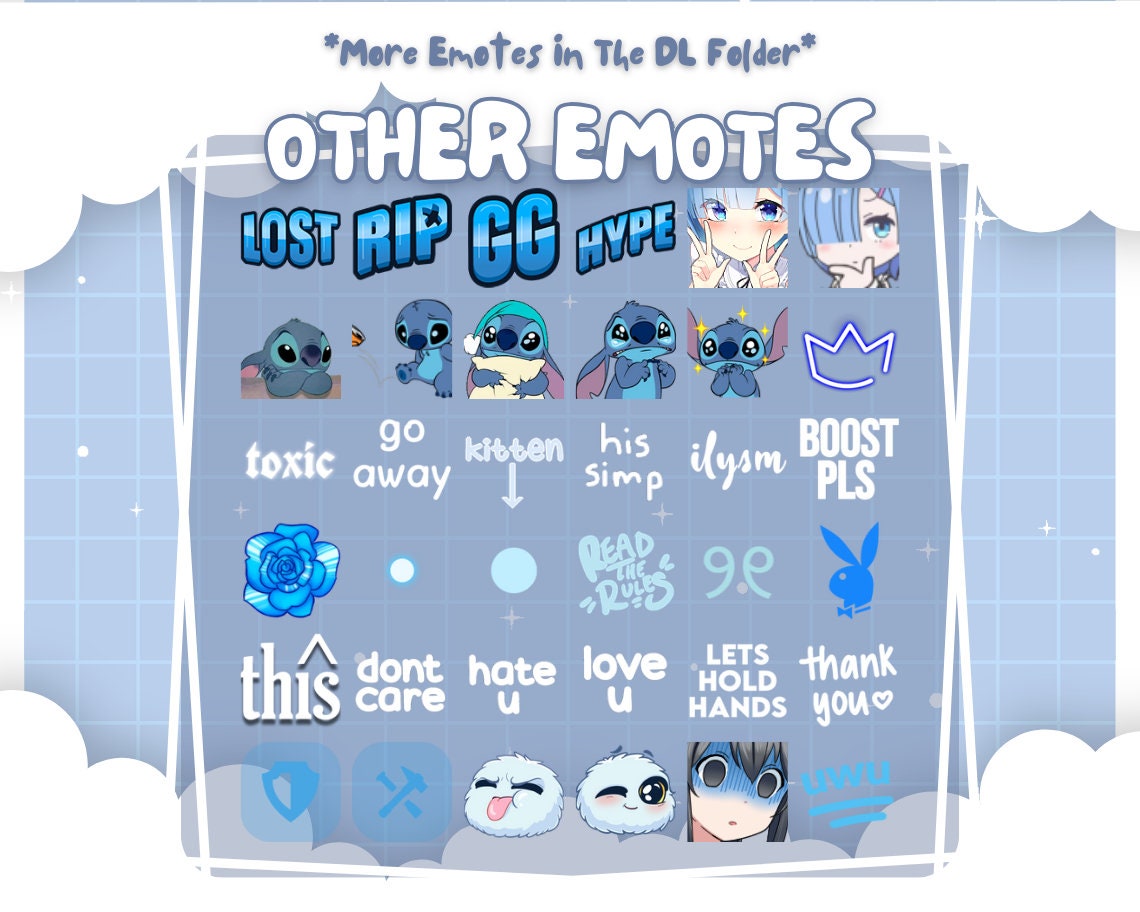 200 LIGHT BLUE EMOTES Pack | for Discord and Twitch | Cute & Kawaii ...