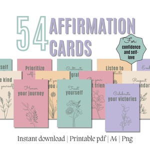 54 Positive Affirmation Cards for Confidence and Self-esteem Boost ...