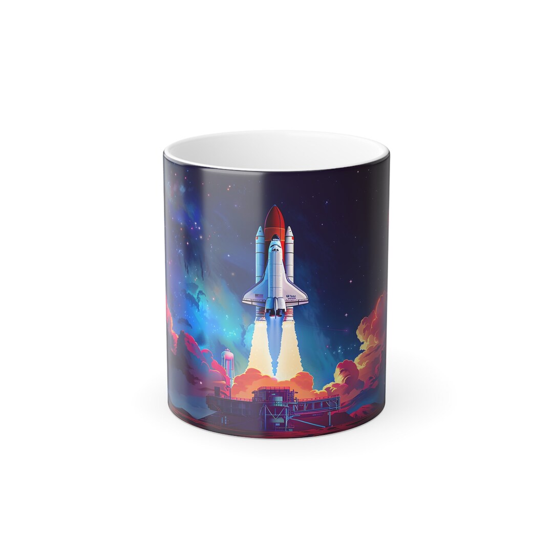 Rocket Mug for Friend Heat Reactive Mug Space Shuttle Launch Magic Mug ...