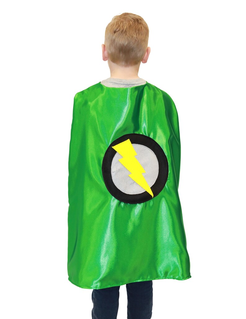 Kids Super Hero Cape Green With Lightning Bolt, Super Hero Party Favor ...