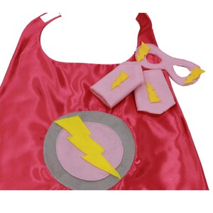 Super Hero Cape Set With Mask and Cuffs Pink With Lightning Bolt, Party ...