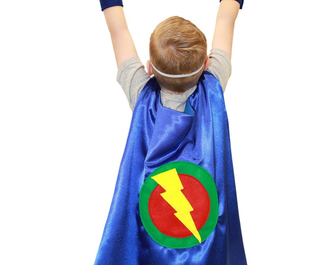 Super Hero Cape Blue With Lightning Bolt, Party Favors, Dress Up ...