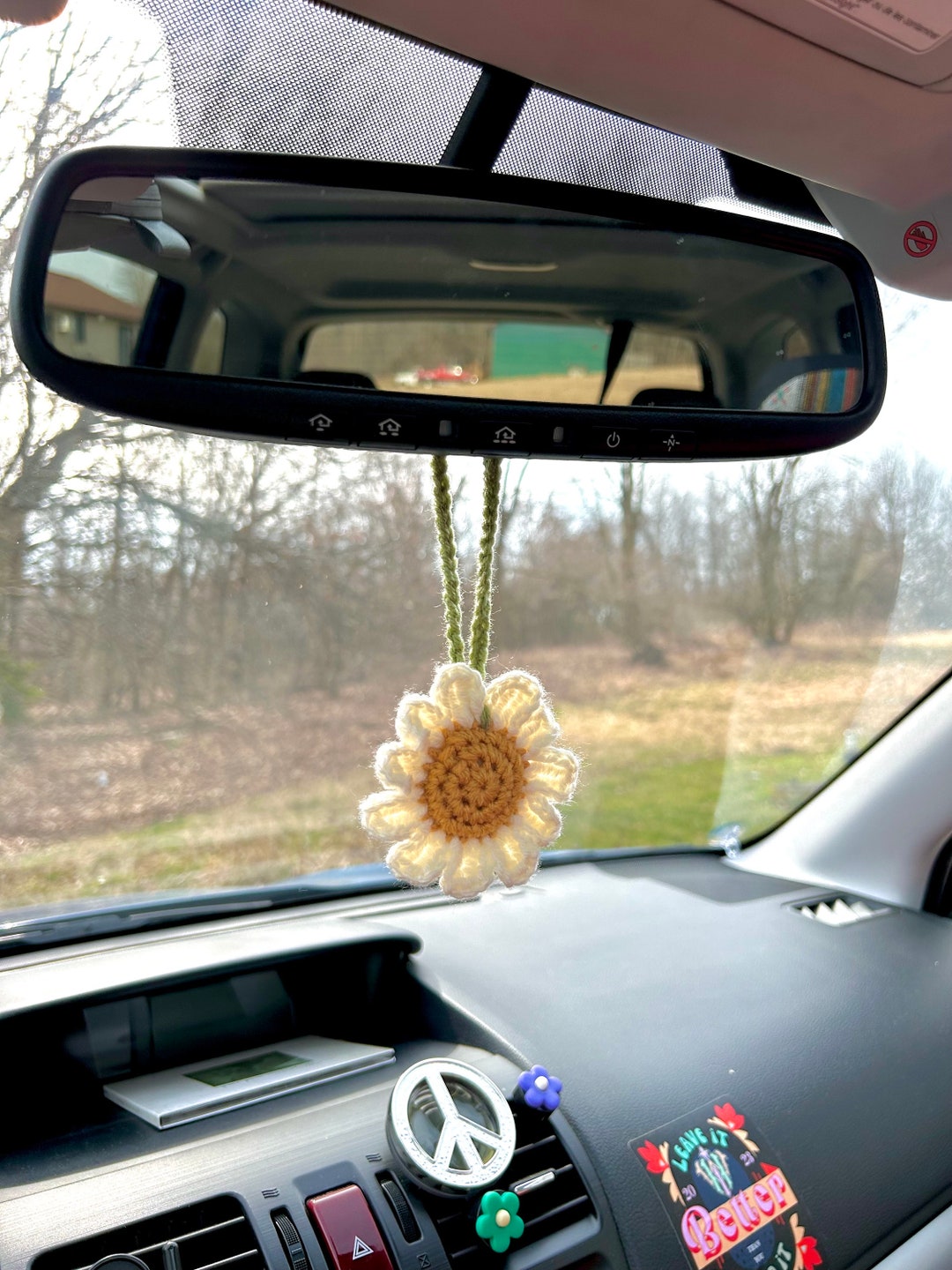 Crochet Daisy Car Hanging Key Chain - Etsy