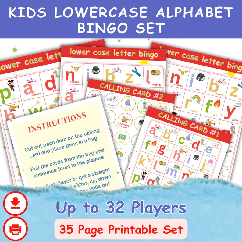 Educational Alphabet and Numbers Bingo Game - Upper and Lower Case ...