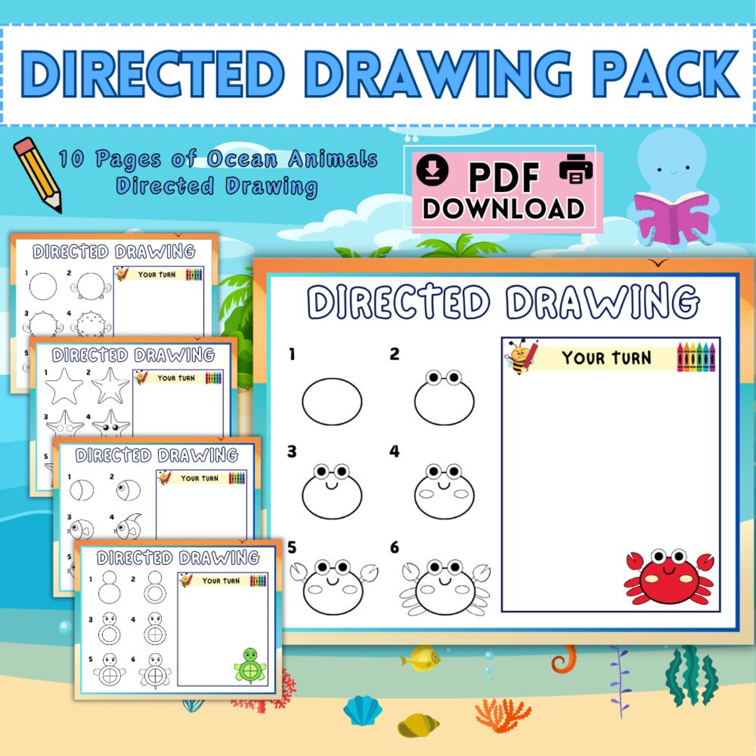 Ocean Animals Directed Drawing Pack instant Access - Etsy