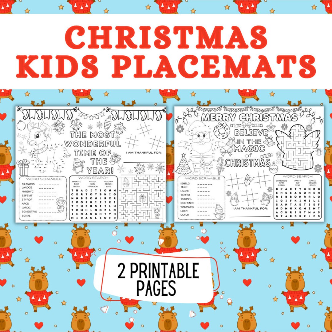 Christmas Activity Mats for Kids Educational Homeschool Resource ...