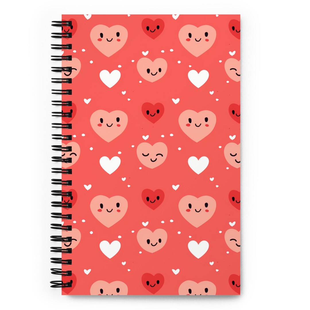 Heart Spiral Notebook, Cute Cartoon Gift, Personalized, Customized ...