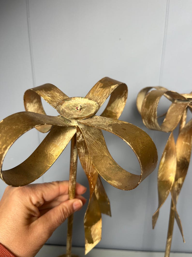 Beautiful Vintage Coquette Bow Farmhouse Candle Holders Made in Mexico ...