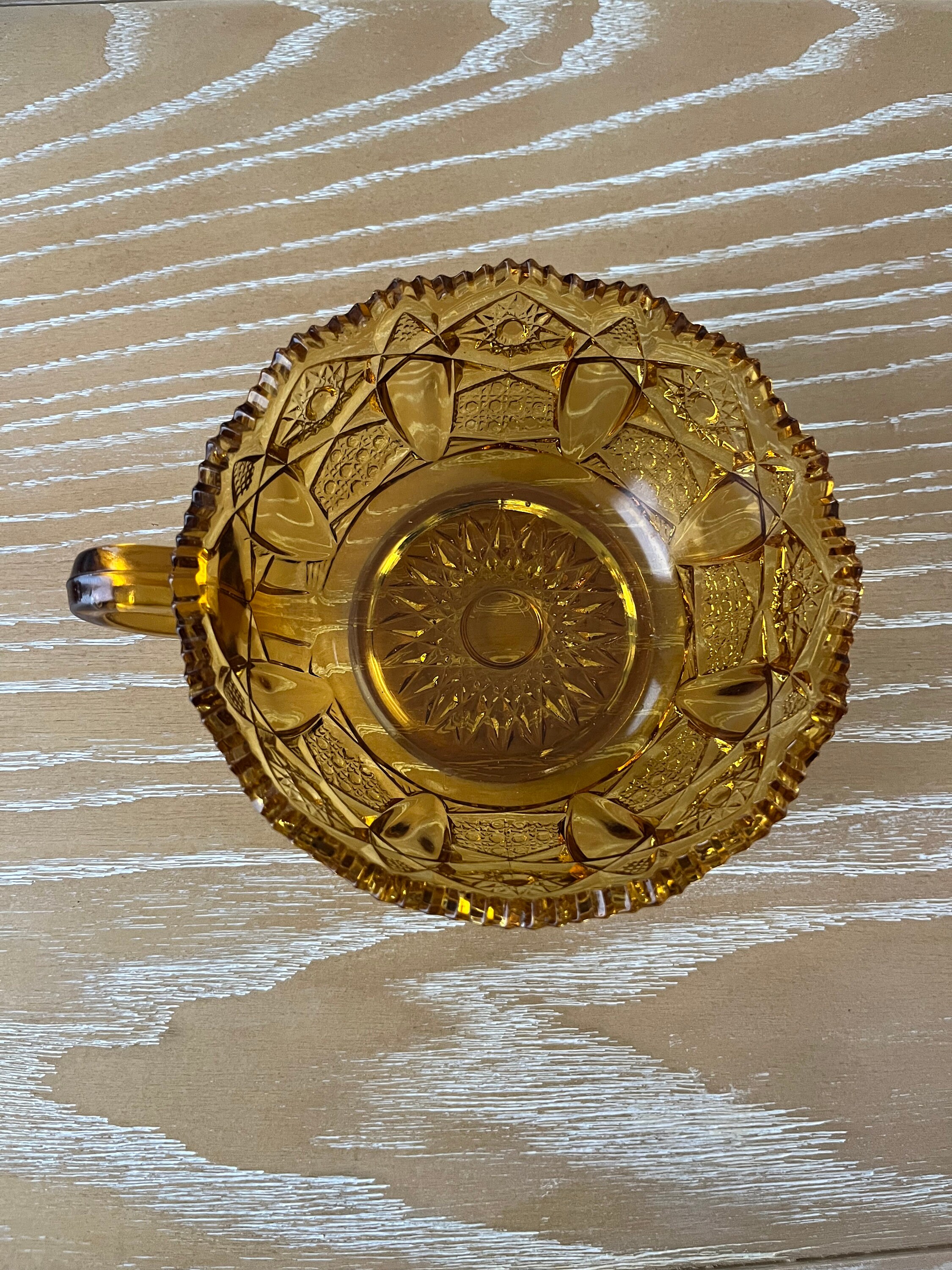Vintage LE Smith Hobstar Amber Glass Nappy Dish 5.5” Quintec Candy Dish ...