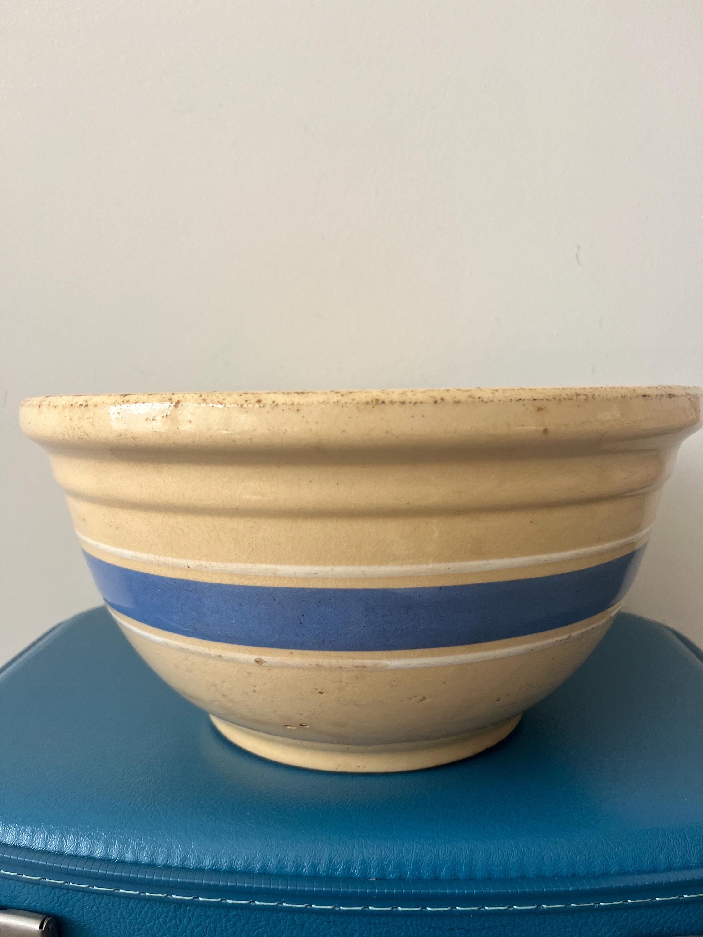 Mccoy Mixing Bowl Vintage Yellow Pie Crust Band With Pink and Blue ...
