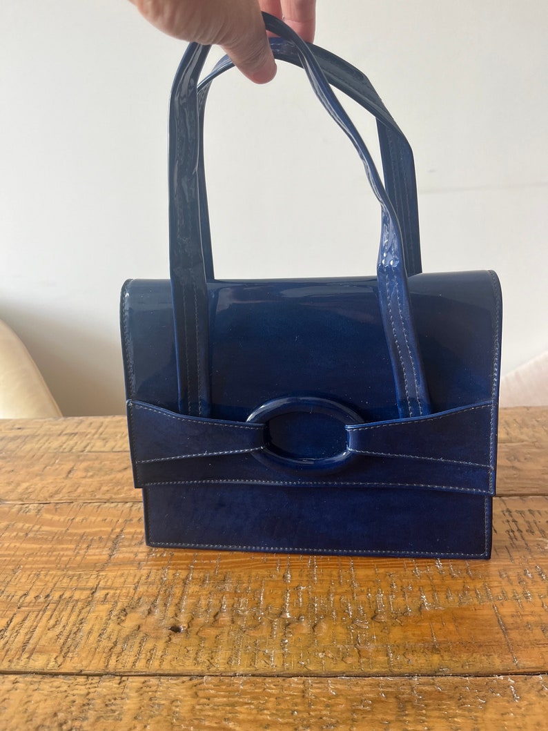 Gorgeous Vintage Verdi Navy Blue Top Handle Handbag Purse From the ...