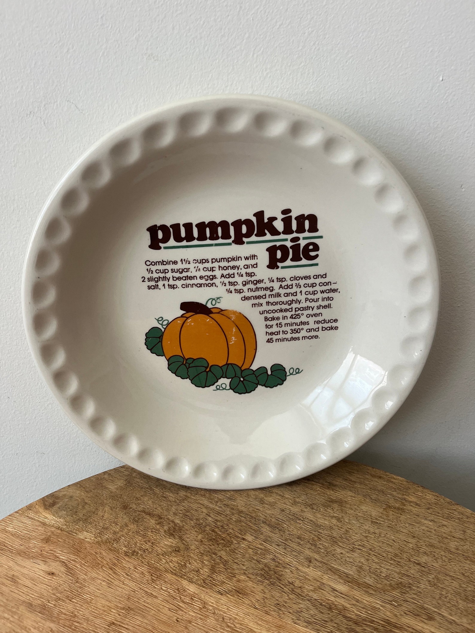 Vintage Mount Clemens Pumpkin Pie Plate for Baking With Recipe Featured ...
