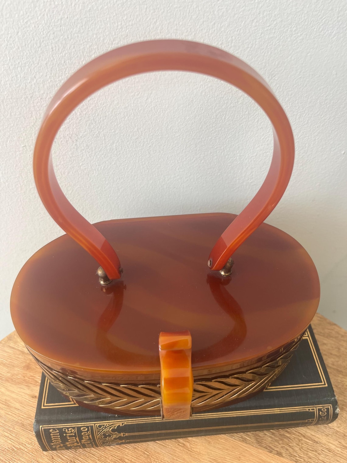 Wilardy Original Vintage Lucite and Brass Top Handle Purse or Bag 1960s ...