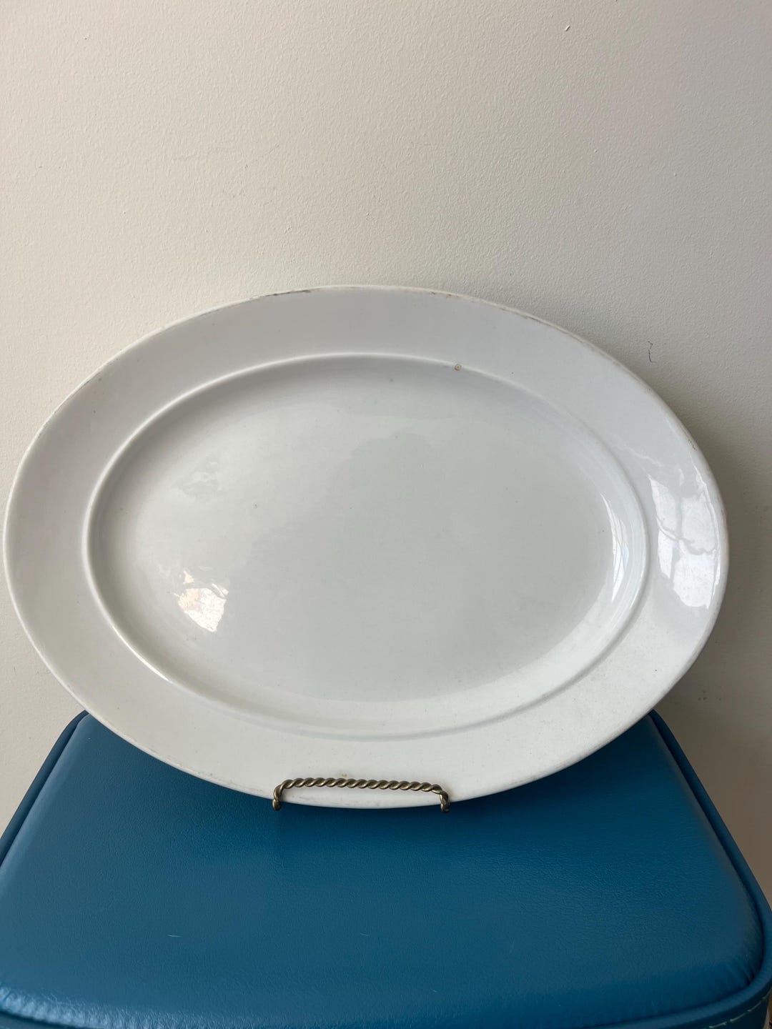 Antique JW Pankhurst White Ironstone Platter Chunky English Ironstone ...