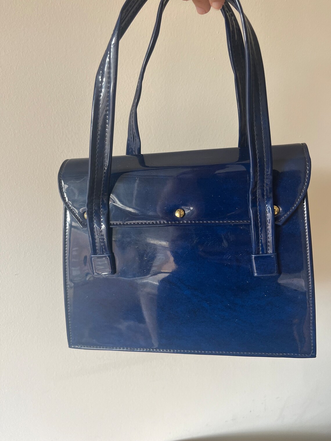 Gorgeous Vintage Verdi Navy Blue Top Handle Handbag Purse From the ...