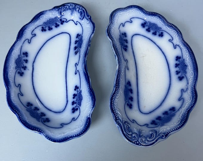 Antique Ironstone Grindley Lorne Half Moon Crescent Side Plates in Flow ...