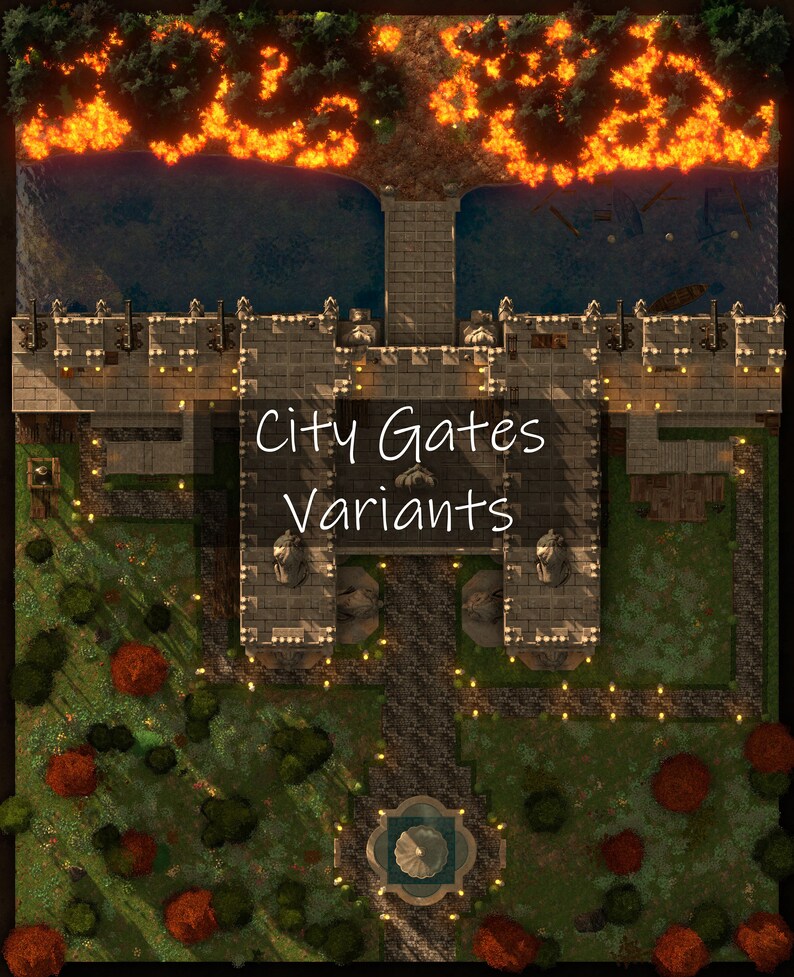 City Gates, Dnd Battle Map, D&D, Battle Map, Dungeons and Dragons, 5e ...