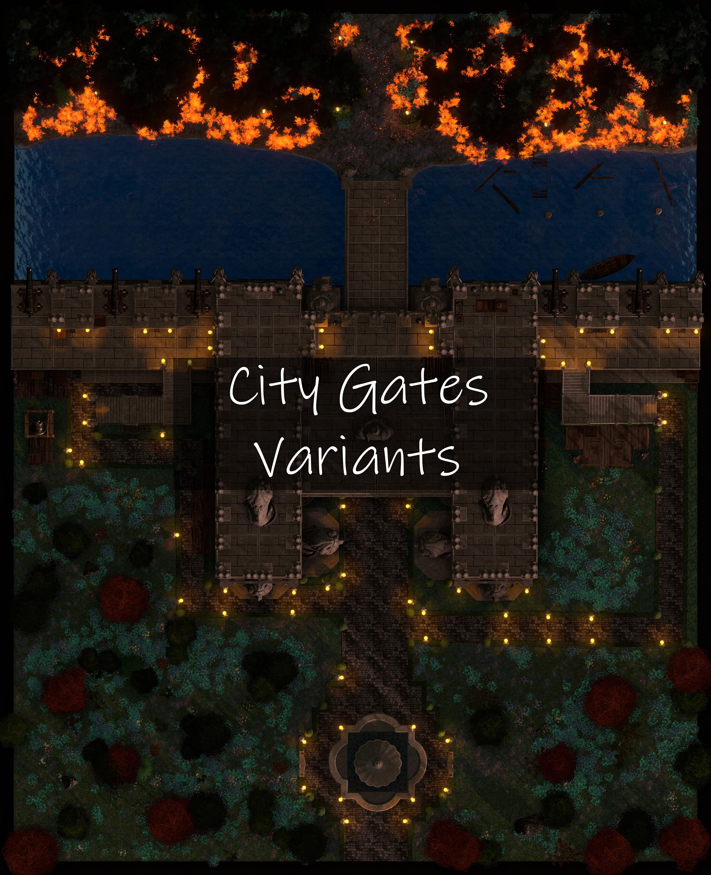 City Gates, Dnd Battle Map, D&D, Battle Map, Dungeons and Dragons, 5e ...