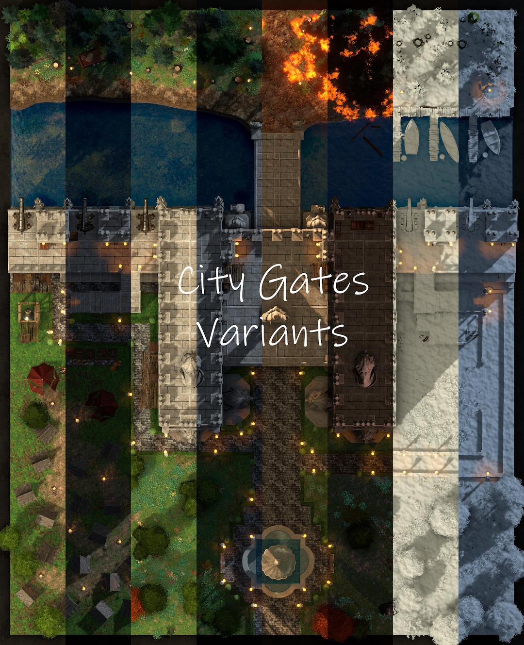 City Gates, Dnd Battle Map, D&D, Battle Map, Dungeons and Dragons, 5e ...