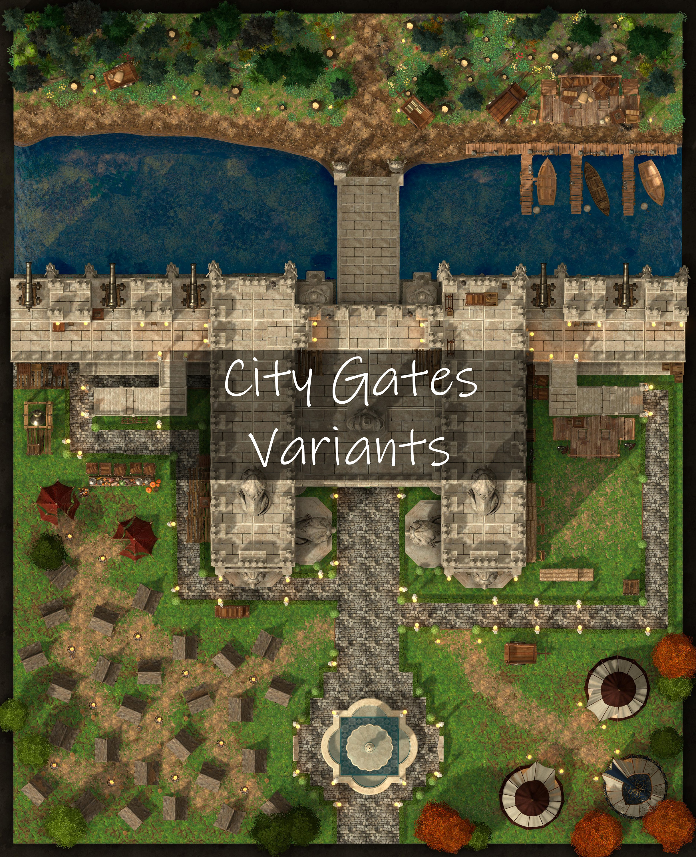 City Gates, Dnd Battle Map, D&D, Battle Map, Dungeons and Dragons, 5e ...