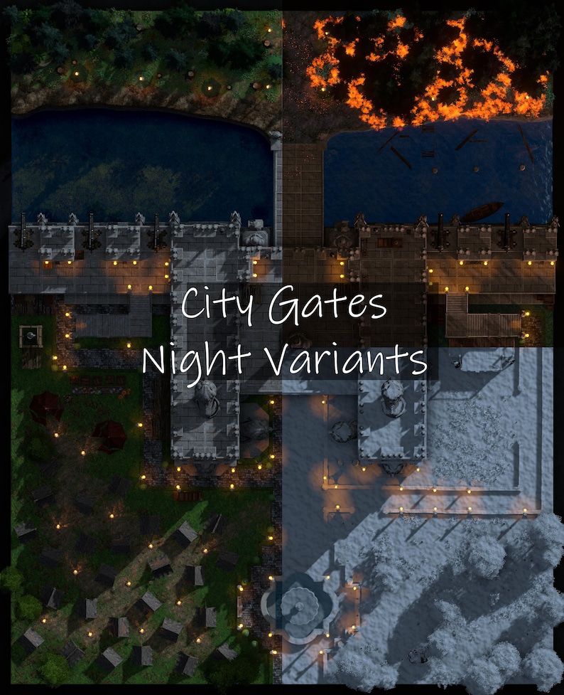 City Gates, Dnd Battle Map, D&D, Battle Map, Dungeons and Dragons, 5e ...