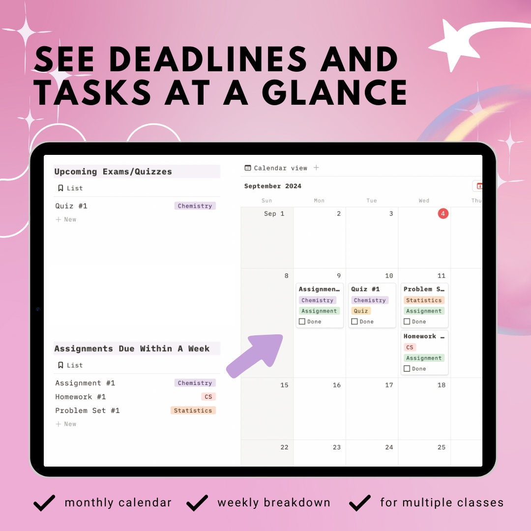 Cool Notion Template Student Planner | College/university Planner ...