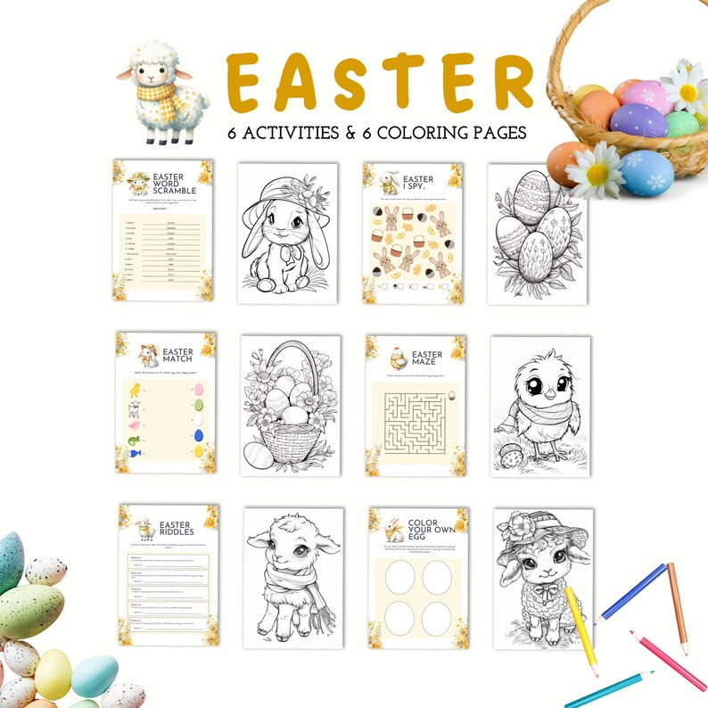 12 Easter Kids Activity Bundle - Children's Games and Coloring Pack ...