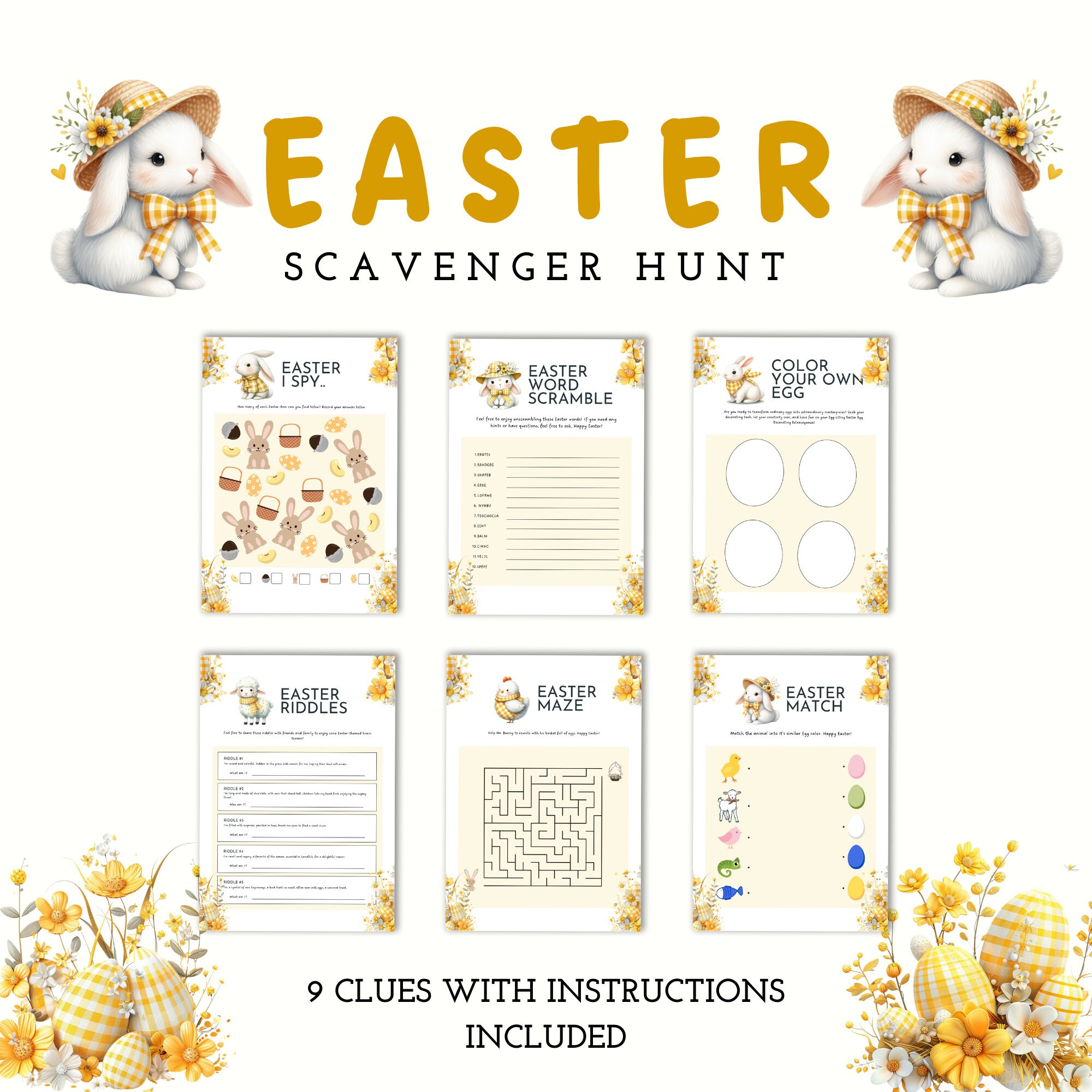 Easter Scavenger Hunt for Kids With Easter Bunny Letter - Printable PDF ...