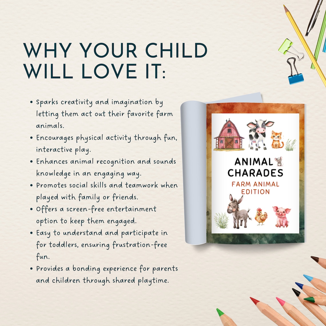 Farm Animal Charades Printable Game, Family Fun Night, Kids Party ...